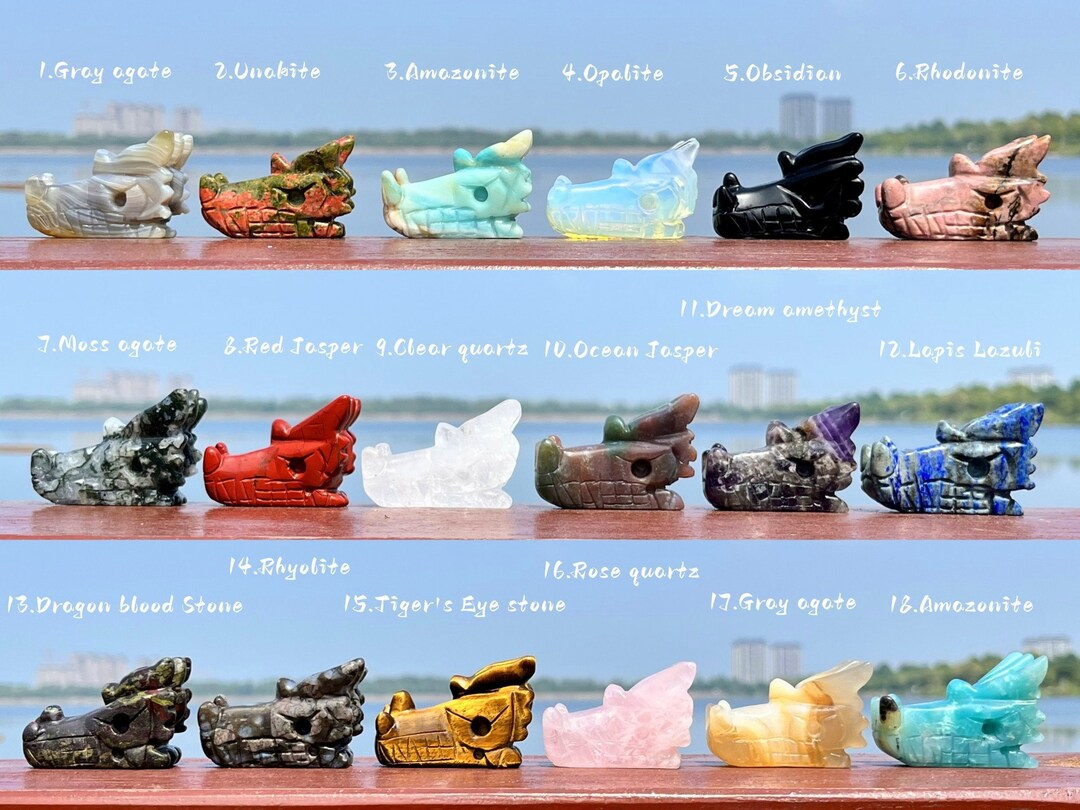 2'' Natural Hand Carved Quartz Crystal Dragon Head，dragon Figurine ...