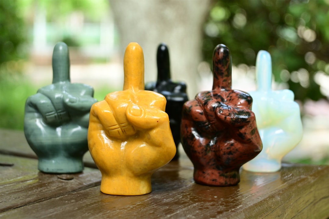 3.1'' Natural Crystal Middle Finger，finger Carving，one-finger Salute ...