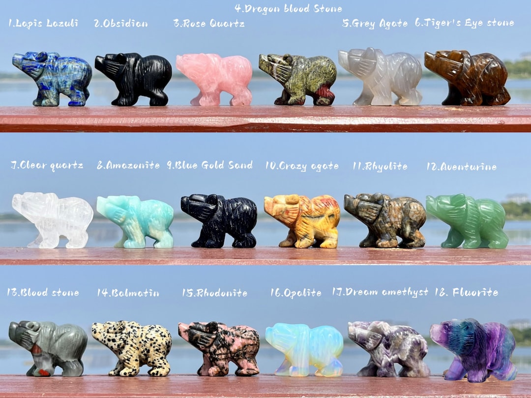 2'' Natural Hand Carved Quartz Crystal Bear，crystal Bear， Bear Figurine ...