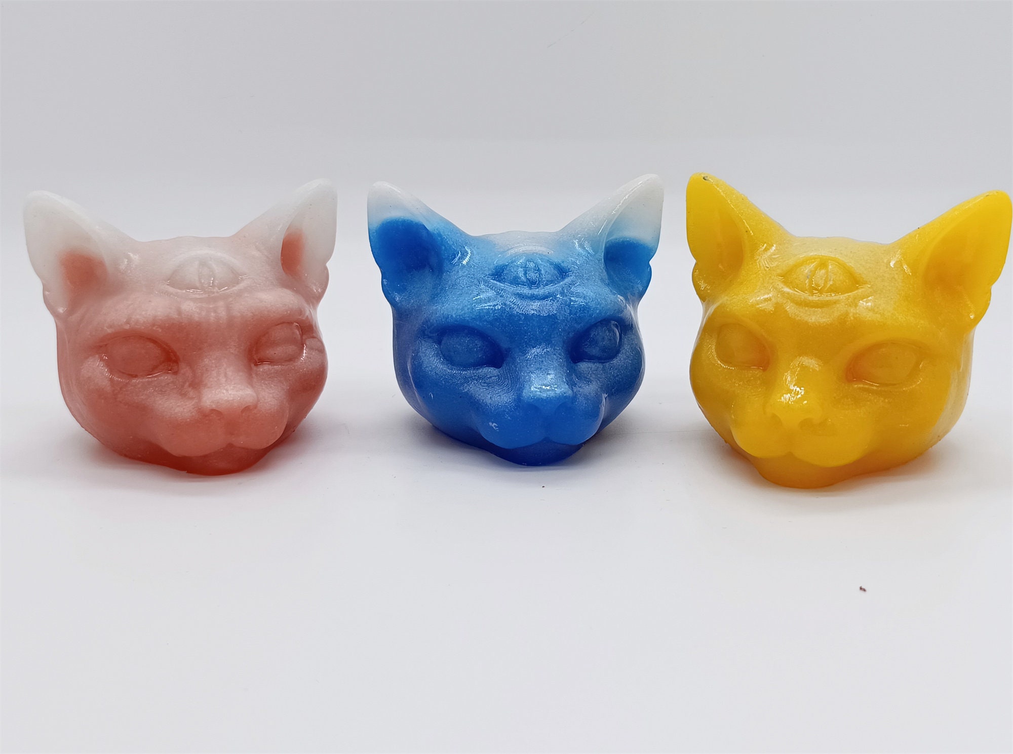 2.8'' Hand Carved Luminous Stone Cat Skull，quartz Crystal，crystal Cat ...