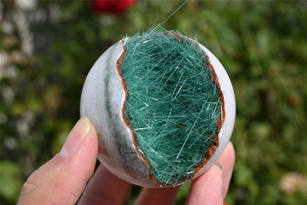 60mm Green Needle Ironstone Ballquartz Crystal Ballopen Mouth Crystal ...