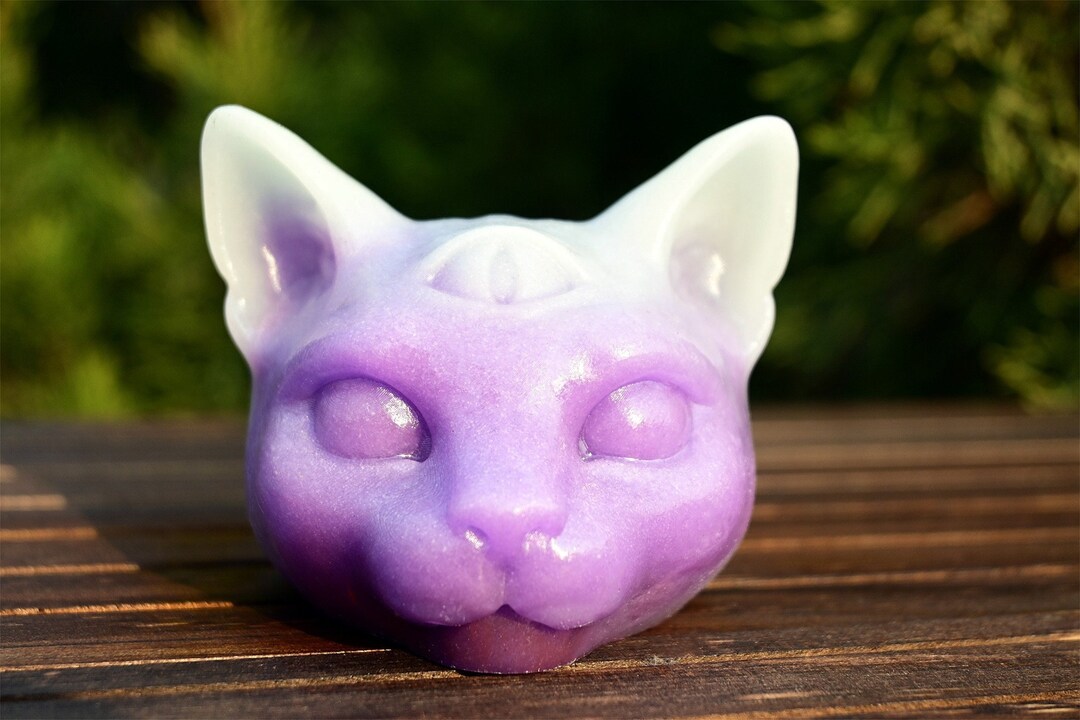 2.8'' Luminous Stone Cat Head，quartz Crystal Cat，cat Figurine，crystal ...