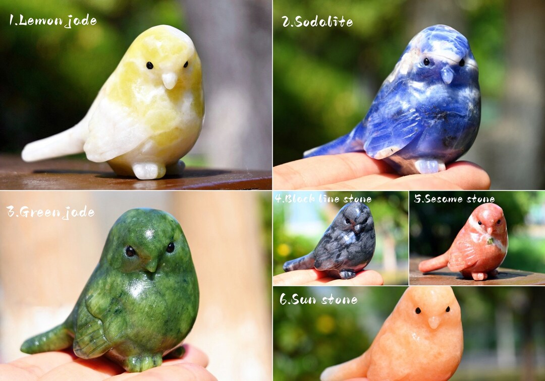 2.4'' Natural Jade Stone Bird Carved，crystal Bird Decor，jade Birds，bird ...