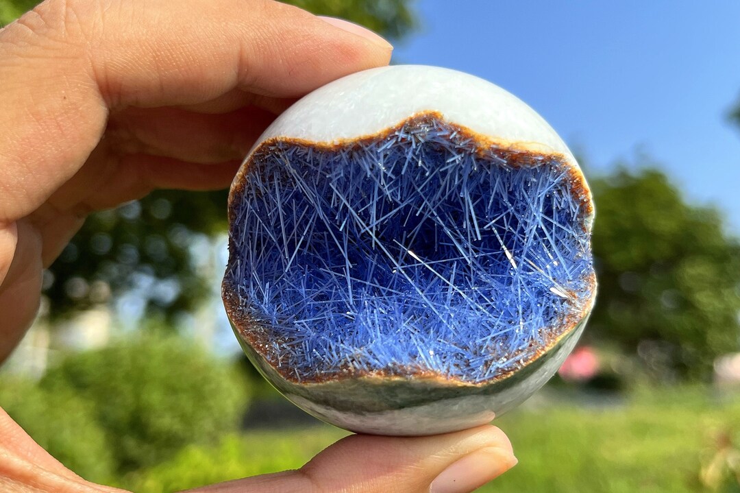 60mm+ Blue Needle Ironstone Ball，open Mouth Crystal Ball，quartz Crystal ...