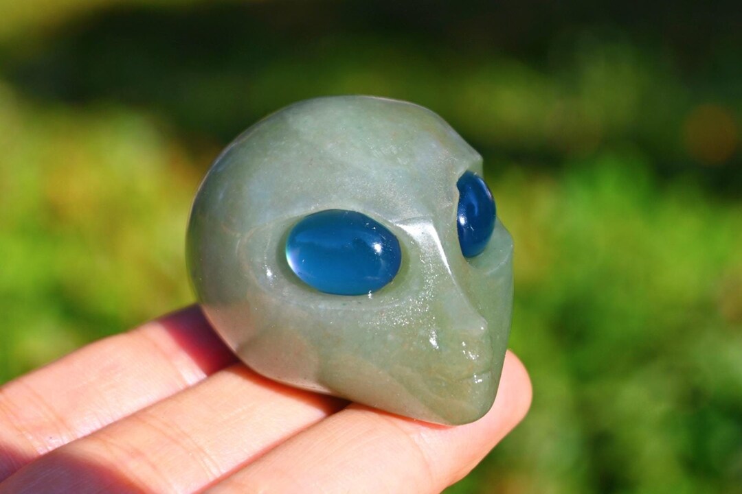 2.3'' Natural Aventurine Extra-terrestrial ，crystal Alien Skull ，alien ...