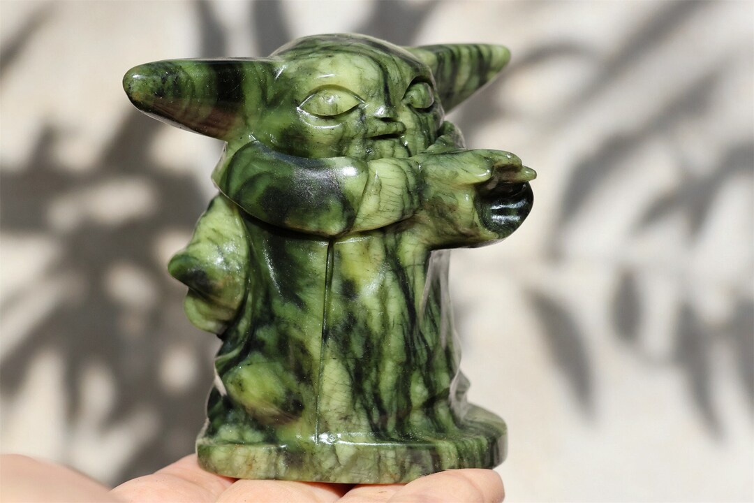 3'' Natural Green Jade Yoda Carving，quartz Crystal，crystal Decor ...