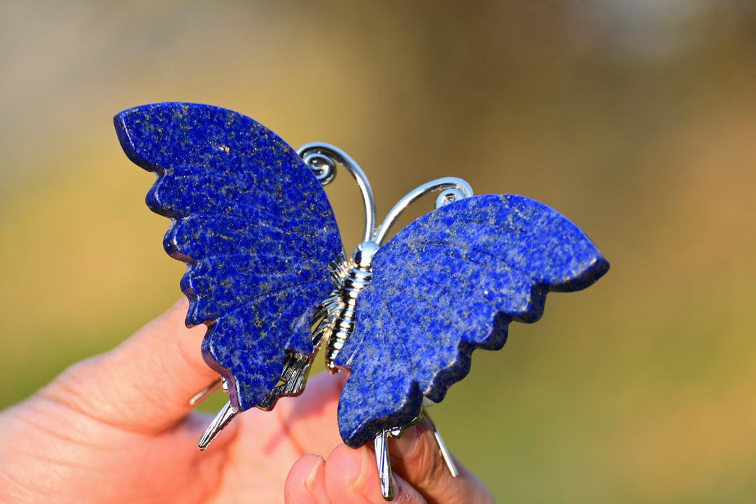 3.6'' Natural Lapis Lazuli Butterfly，crystal Butterfly Decor，butterfly ...