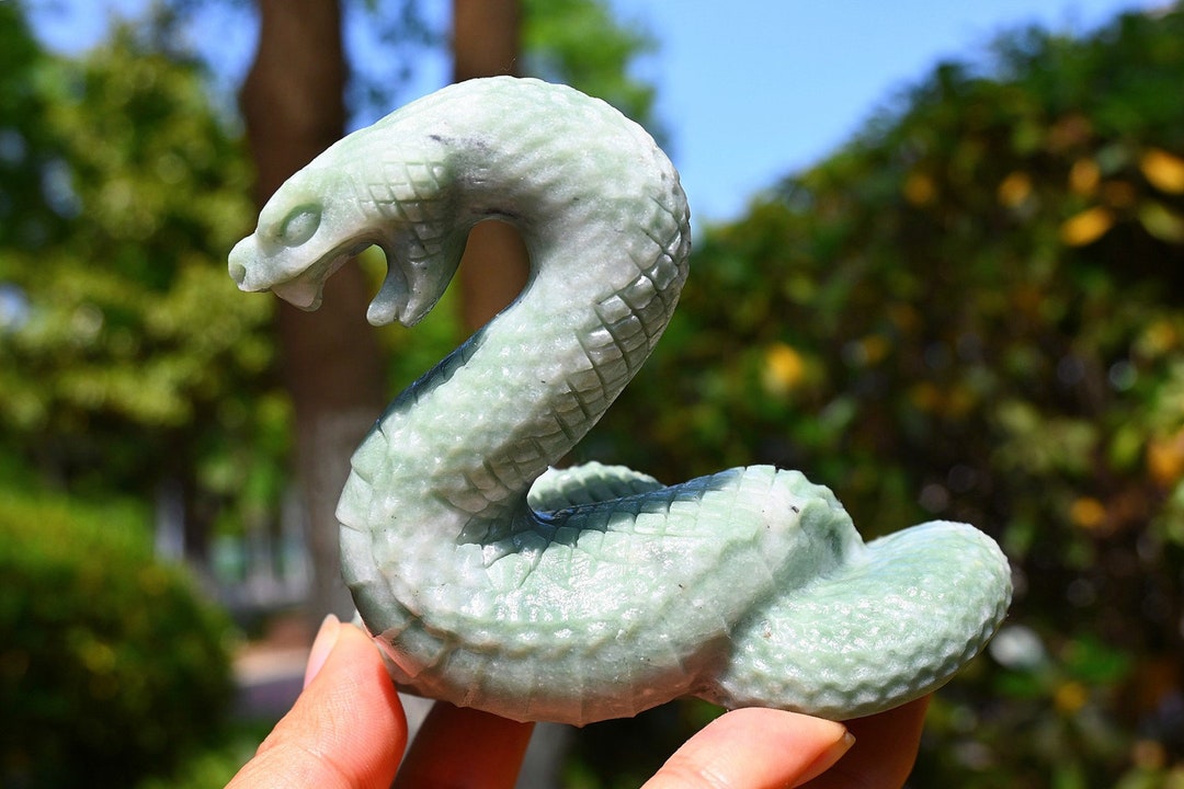 4.6'' Natural Dushan Jade Snake Decor，quartz Crystal Snake Carved，snake ...