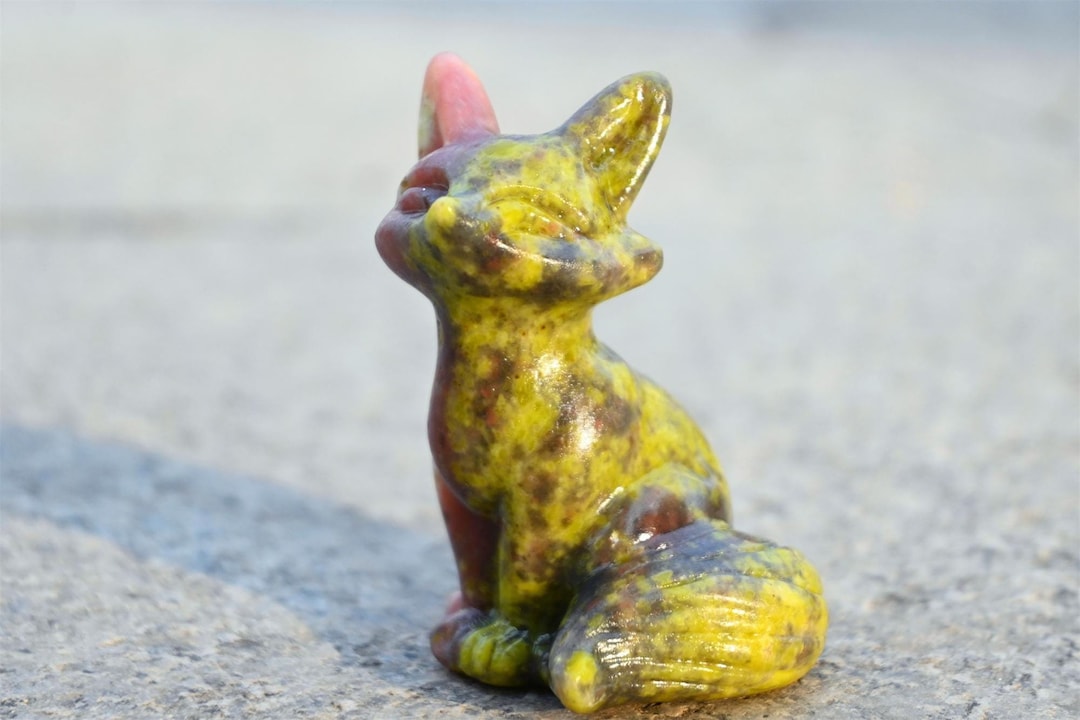 2.4'' Natural Sesame Stone Fox Carving，crystal Fox Figurine，fox Statue ...