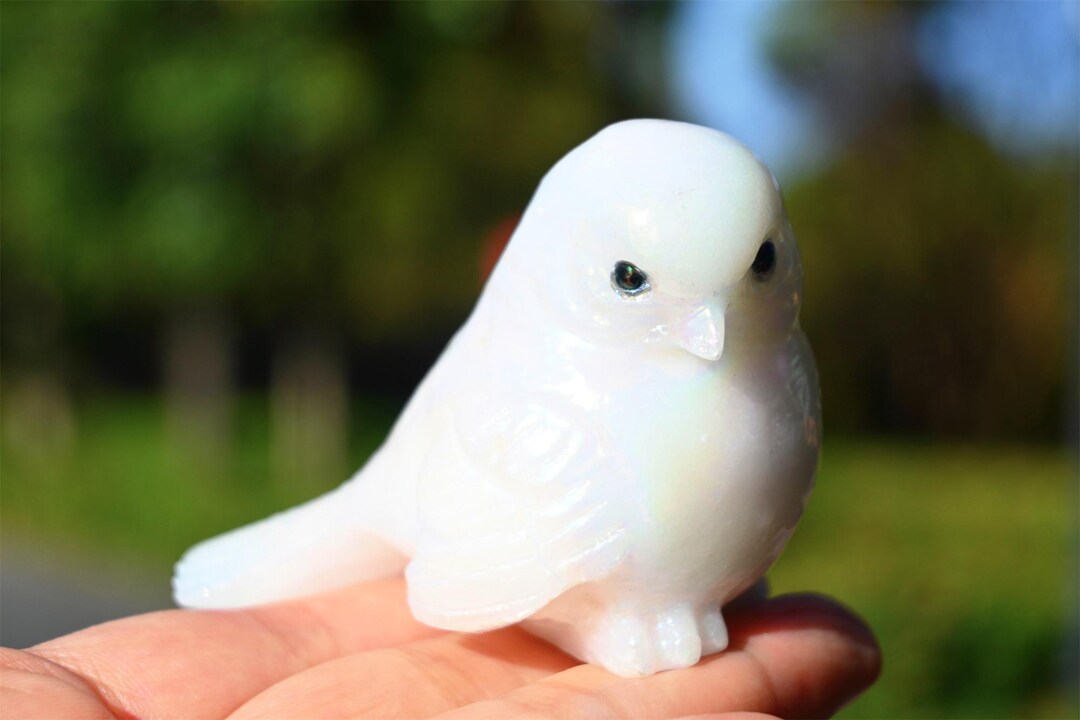 2.6'' Natural Electroplate White Jade Bird，crystal Bird，jade Birds，bird ...