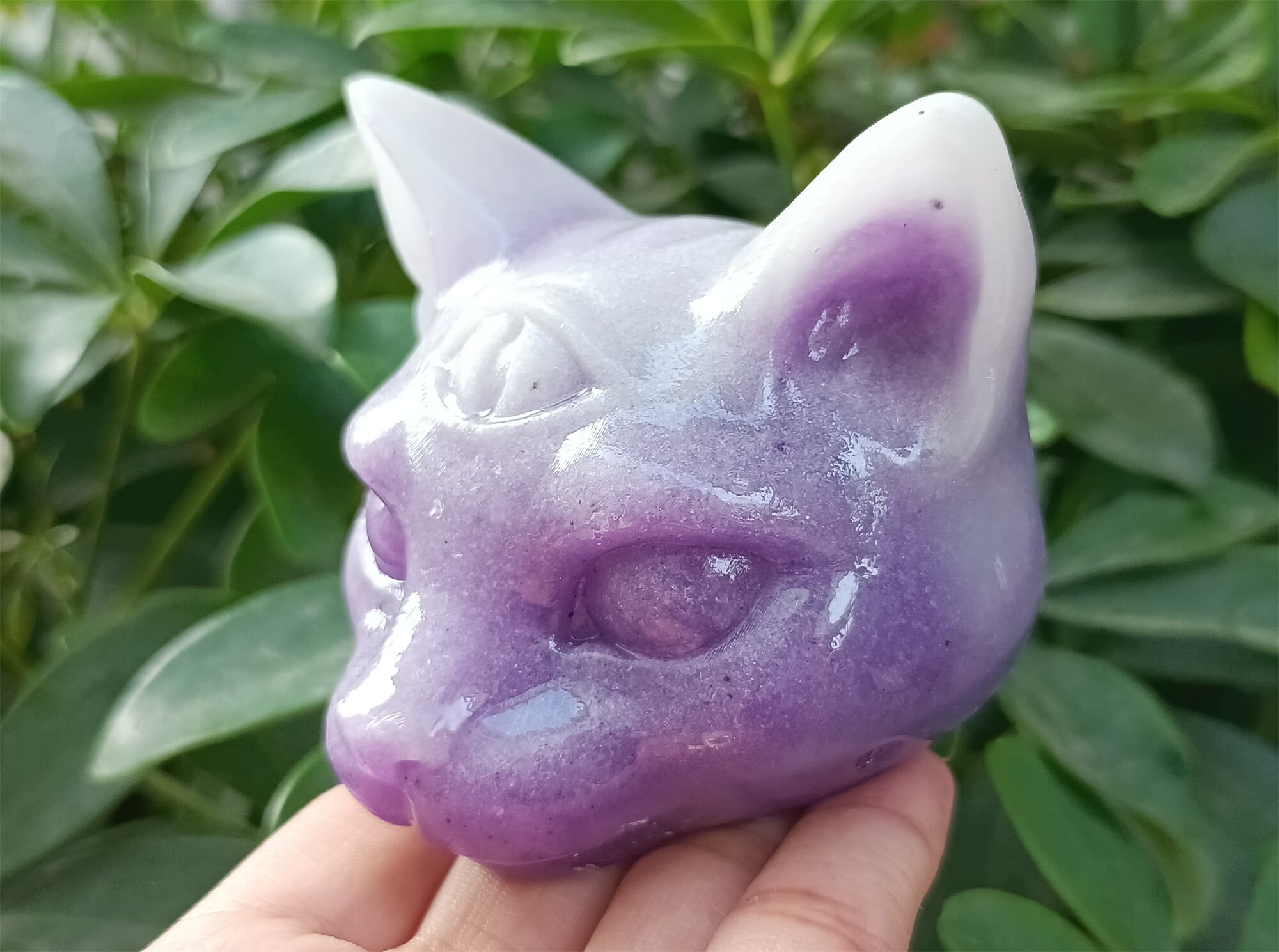 2.8'' Hand Carved Luminous Stone Cat Skullquartz - Etsy