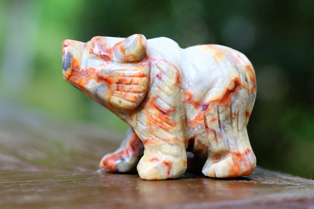 2'' Natural Crazy Agate Bear Carved，quartz Crystal Bear Decor，crystal ...