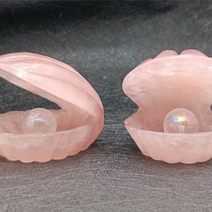2.4''natural Hollowing Out Rose Quartz Shell，crystal Shell，crystal Gift ...