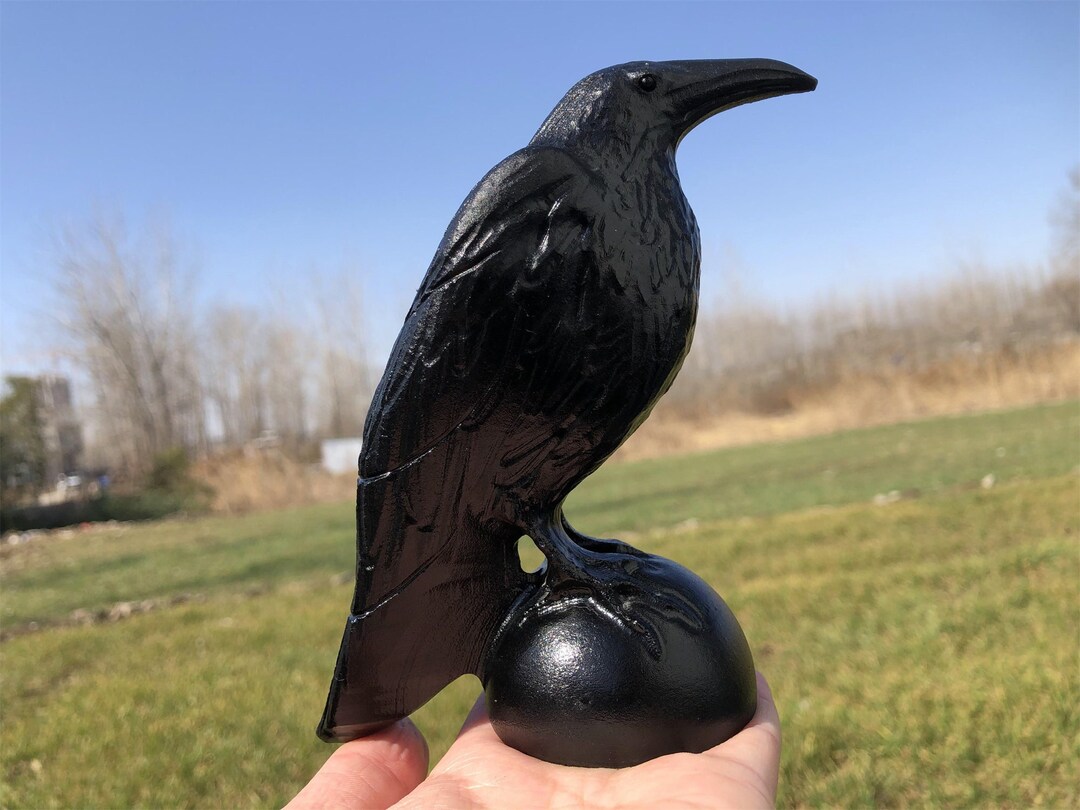 5''natural Hand Carved Obsidian Crow，quartz Crystal，crystal Crow ...