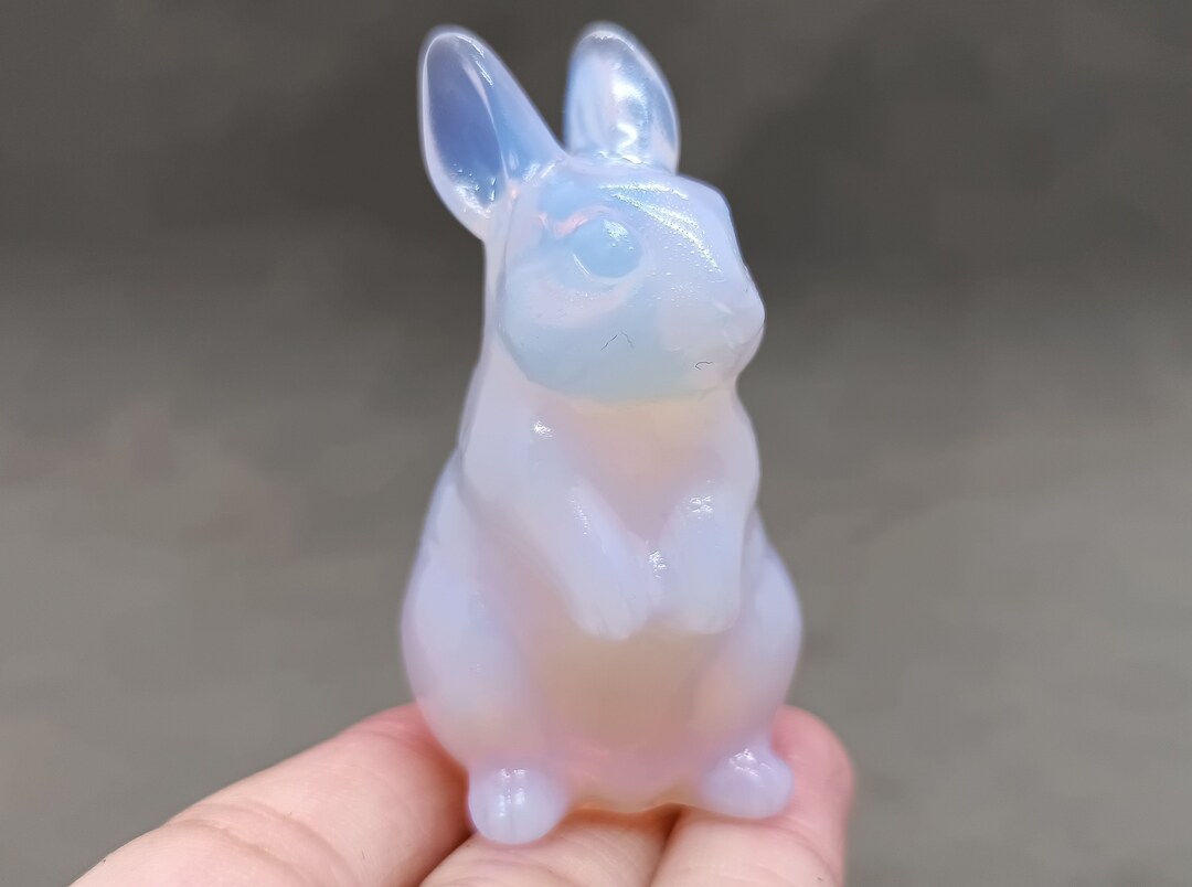 2.3'' Hand Carved Pink Opalite Rabbit quartz Crystalcrystal Giftcrystal ...