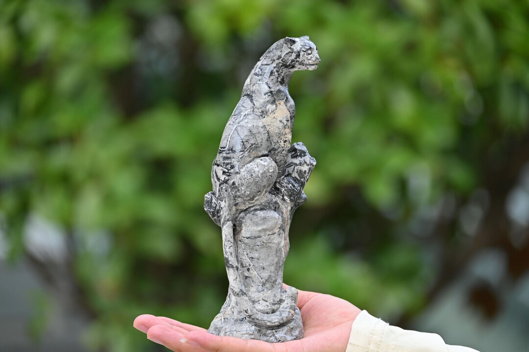 8.2'' Natural Picasso Leopard，crystal Leopard Carving，leopard Figurine ...