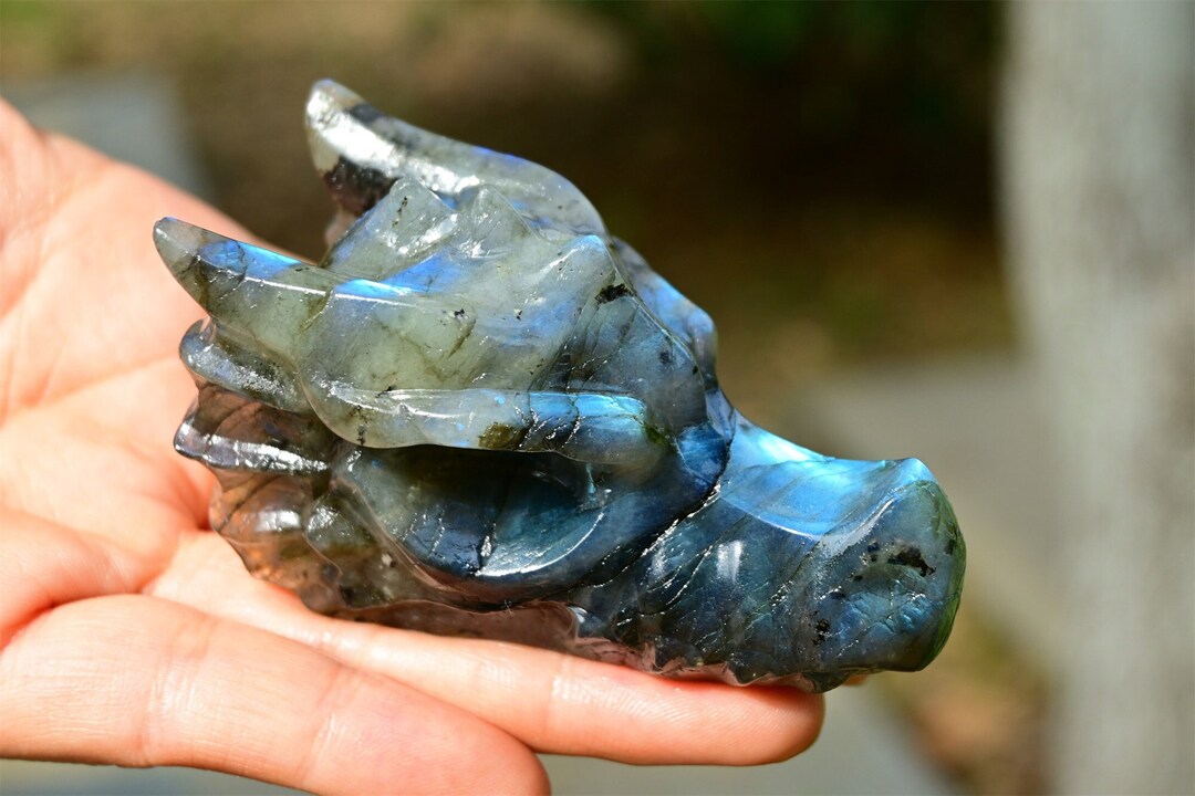 3.2'' Natural Labradorite Dragon Carved，quartz Crystal Dragon Decor ...