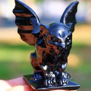 3'' Natural Hand Carved Obsidian Gargoyle，crystal Gargoyle Decor，quartz ...