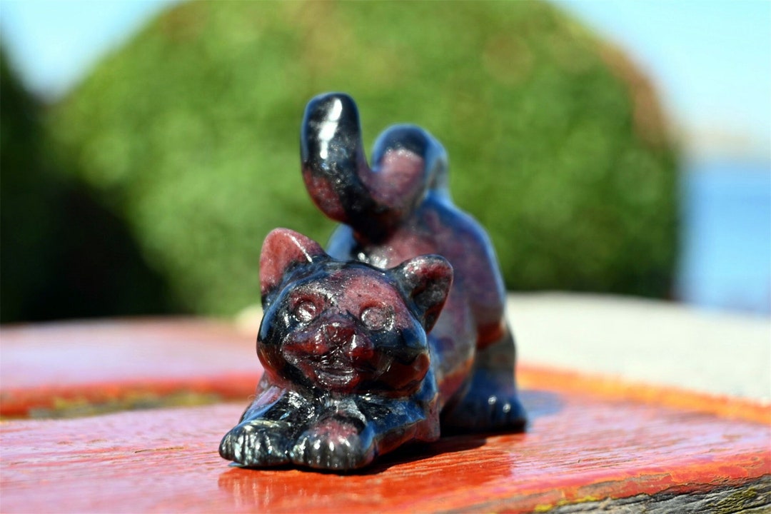 2.3'' Hand Carved Natural Garnet Cat, Quartz Crystal，crystal Cat，cat ...