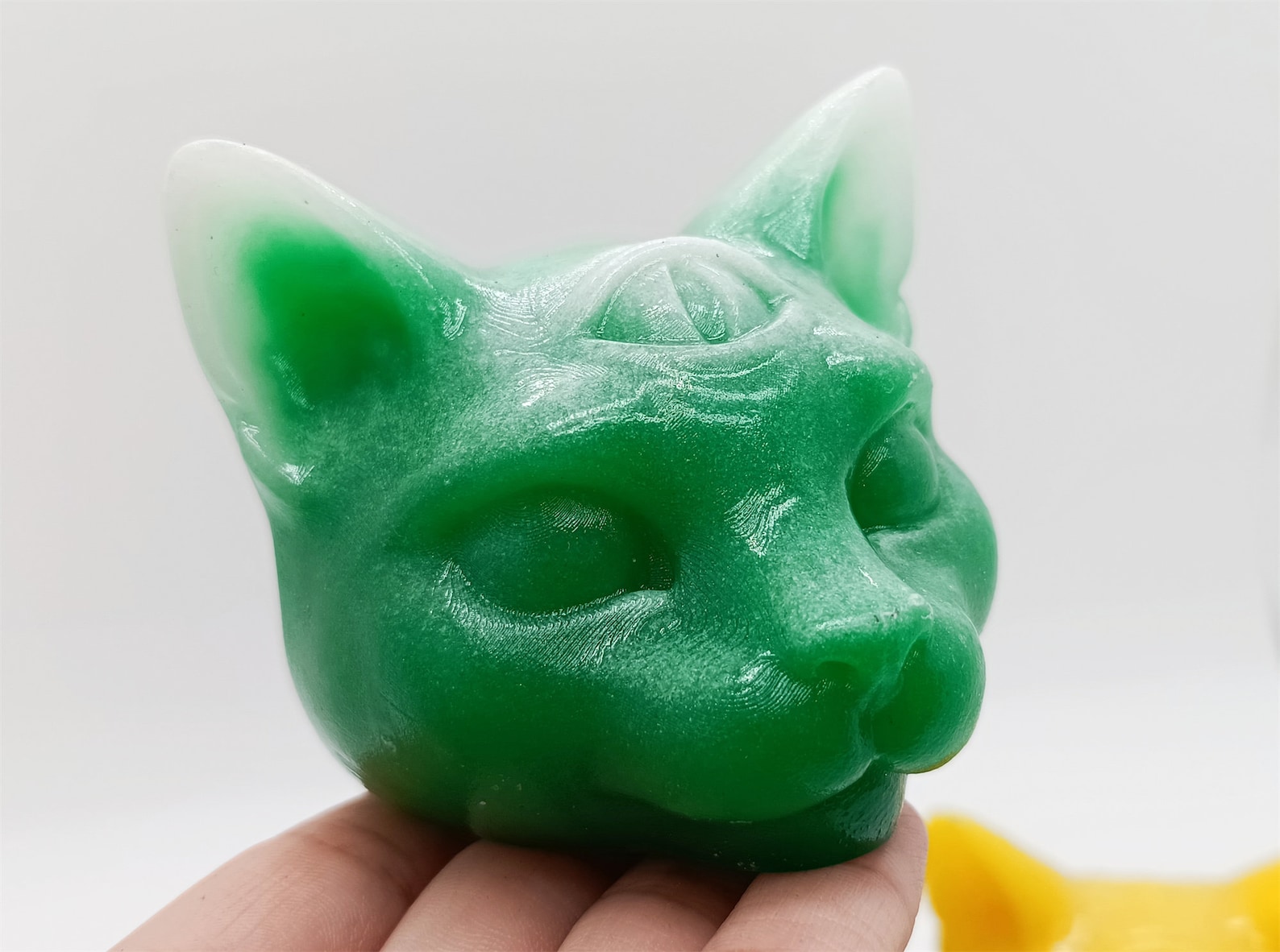 2.8'' Hand Carved Luminous Stone Cat Skull，quartz Crystal，crystal Cat ...