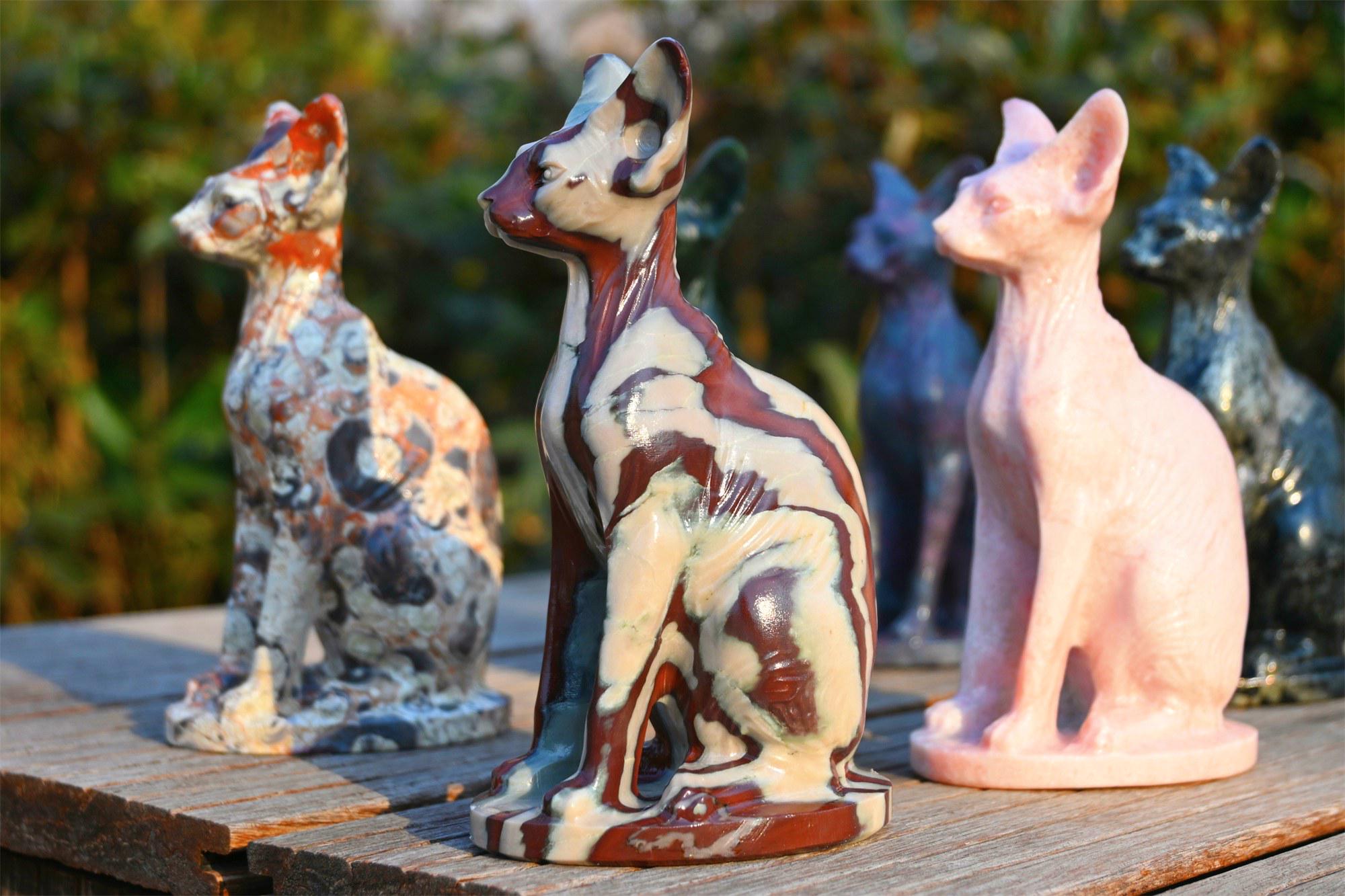 6'' Natural Quartz Crystal Hairless Cat Decor，crystal Cat Carveed ...