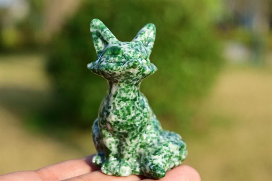 2.4'' Natural Qinghai Jade Fox Carvingcrystal Fox Figurinefox ...