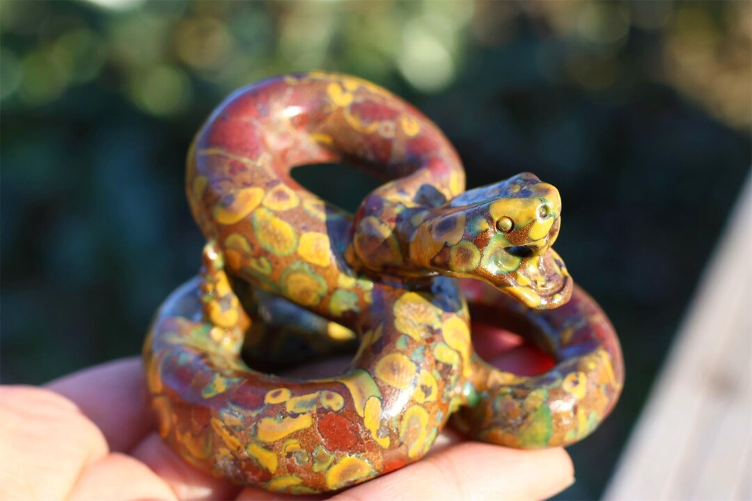 2.9'' Natural Azolite Snake ，crystal Snake Carved，snake Figurine ...