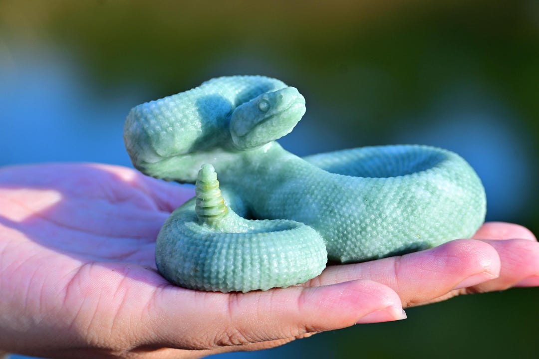 3.3'' Natural Dushan Jade Snake Carving ，quartz Crystal Snake Decor ...