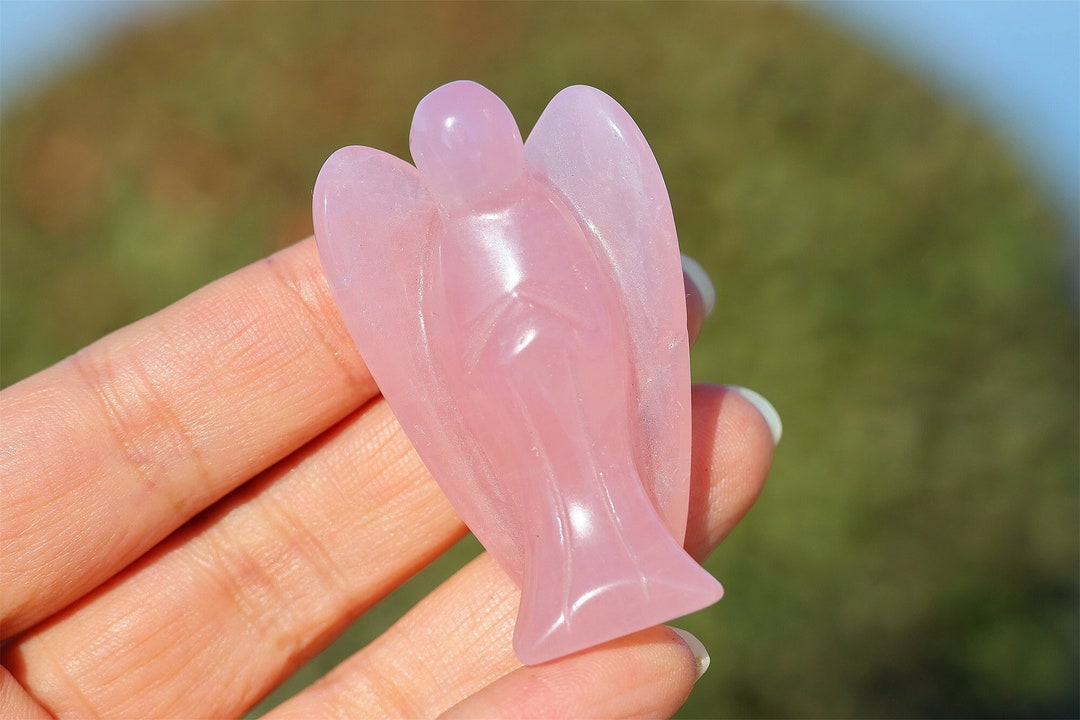 2'' Natural Hand Carved Healing Rose Quartz Angel，quartz Crystal Skull ...