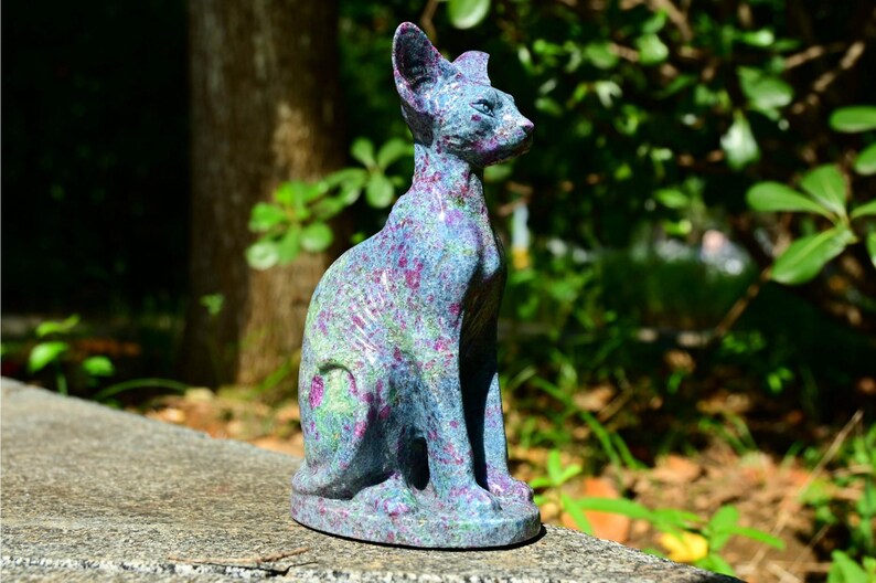 6'' Natural Blue Zoisite Hairless Cat Carved，quartz Crystal Hairless ...