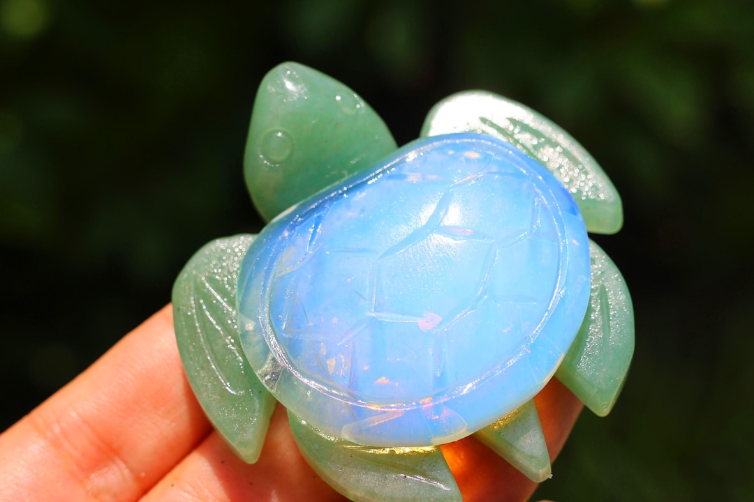 2.4'' Hand Carved Opalite Sea Turtle，crystal Sea Turtle，sea Turtle ...