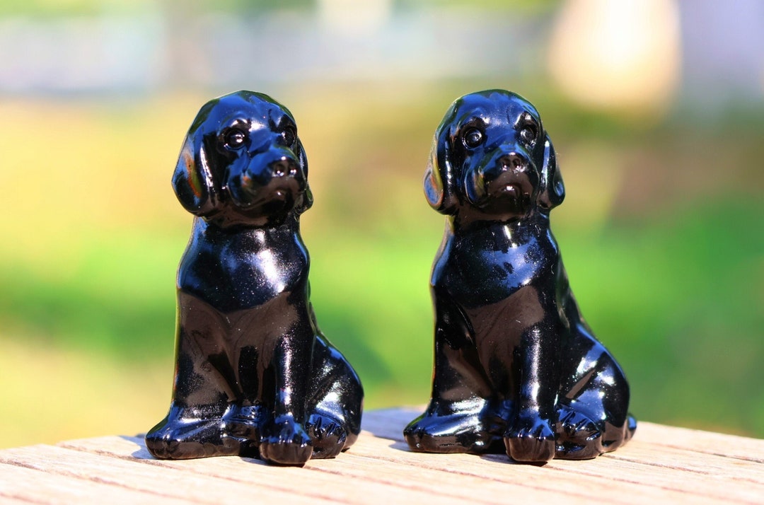 2.2'' Natural Hand Carved Obsidian Dog，crystal Dog，quartz Crystal ...