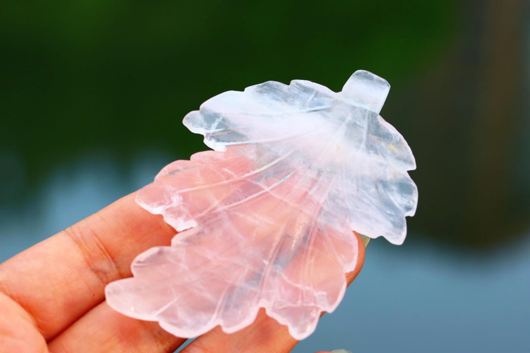 3'' Natural Rose Quartz Leaf Carving，crystal Maple Leaf，leaf Decor ...