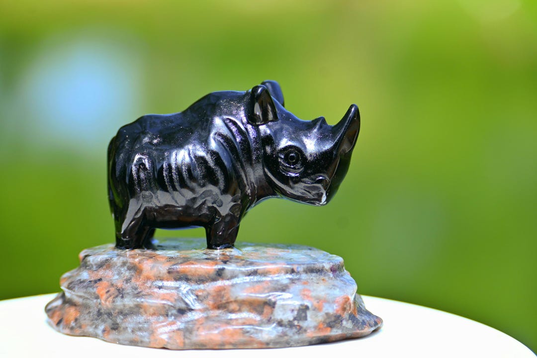 2.4'' Natural Obsidian Rhinoceros，crystal Rhinoceros Decor，home Decor ...