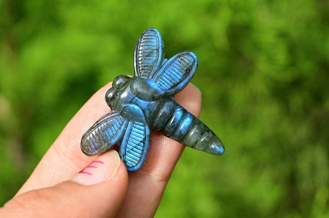 1.8'' Natural Hand Carved Labradorite Dragonfly，quartz Crystal，crystal ...