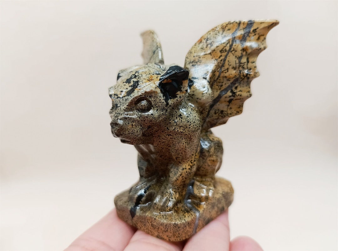 2.3''natural Hand Carved PICTURE STONE Gargoyle, Crystal Gargoyle ...