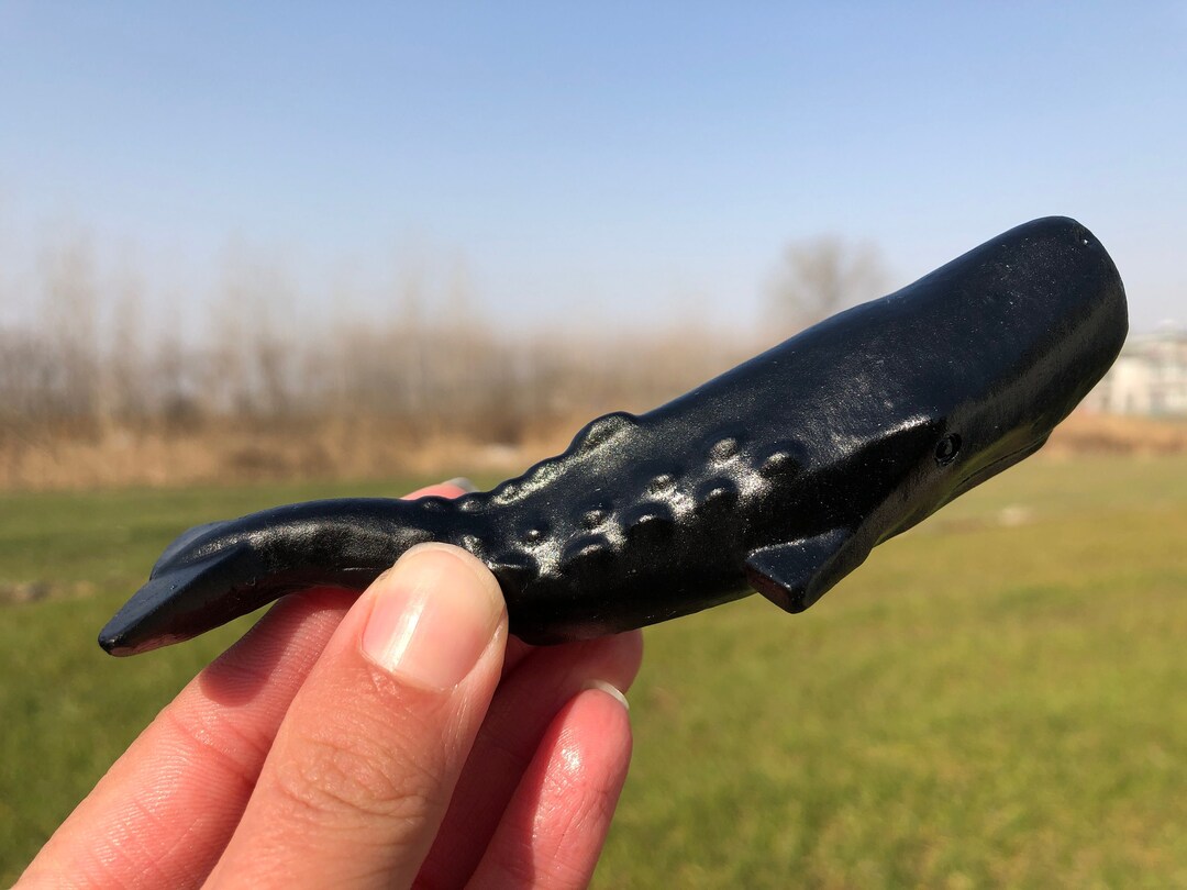 4.6'' Natural Hand Carved Obsidian Whale，quartz Crystal，crystal Gift ...