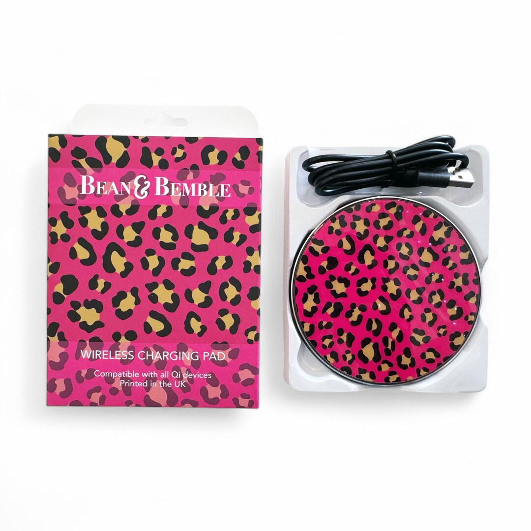 Wireless Charger, Animal Print Phone Accessory, Pink Phone Accessories ...