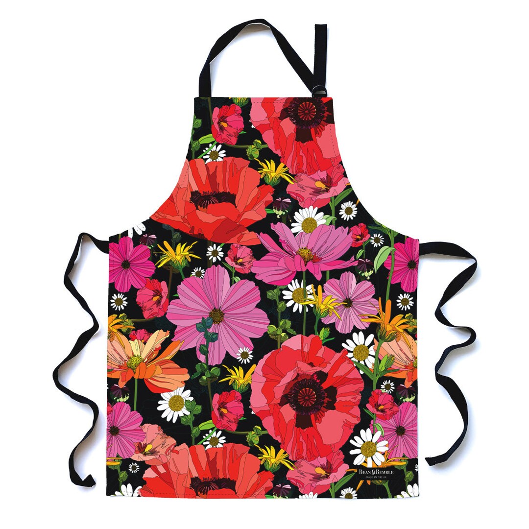 Poppy Apron, Floral Cotton Aprons, Flower Apron, Pretty Gift for Mom ...