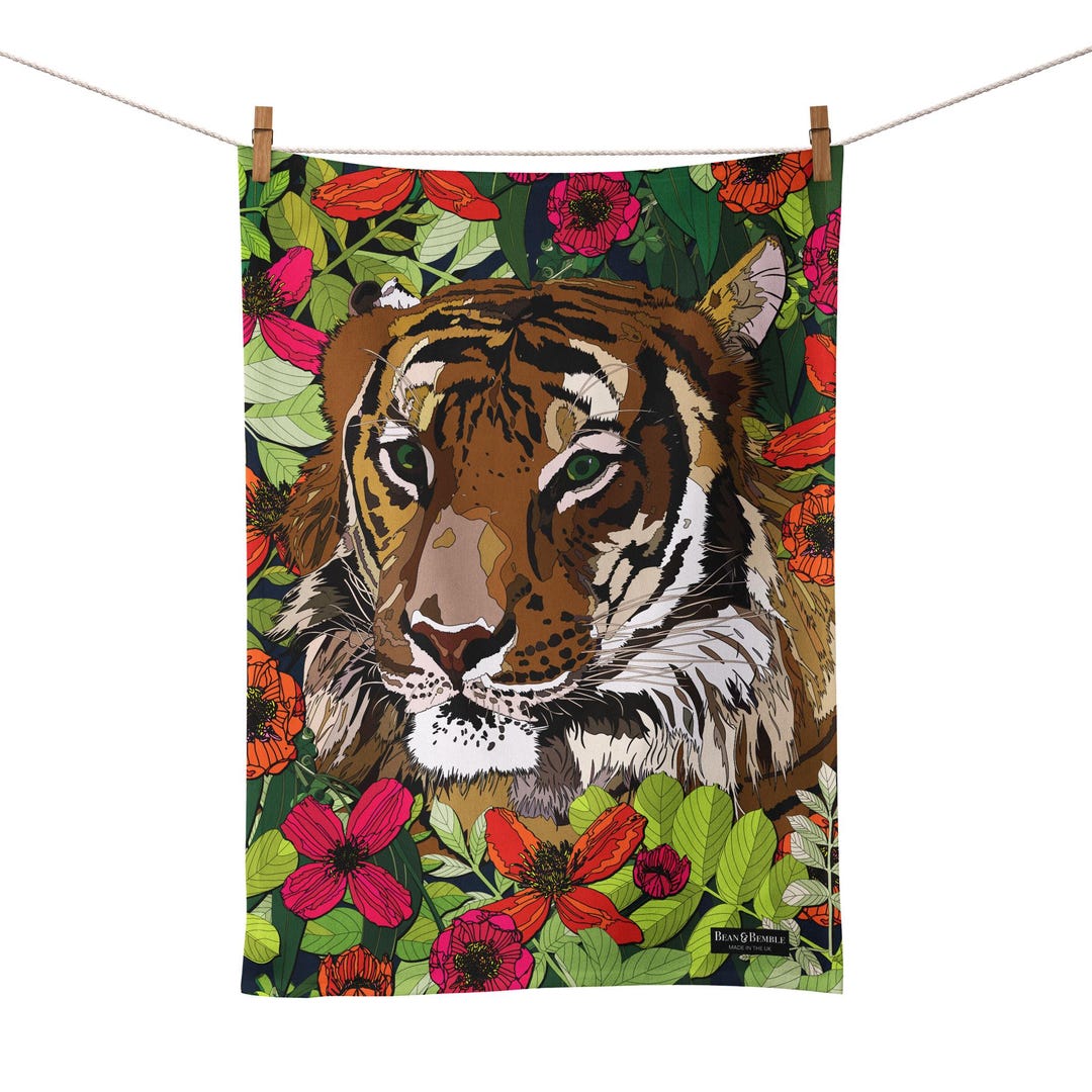 Tiger Tea Towel, Jungle Home Decor, Maximalist Kitchen Towels, Bold ...
