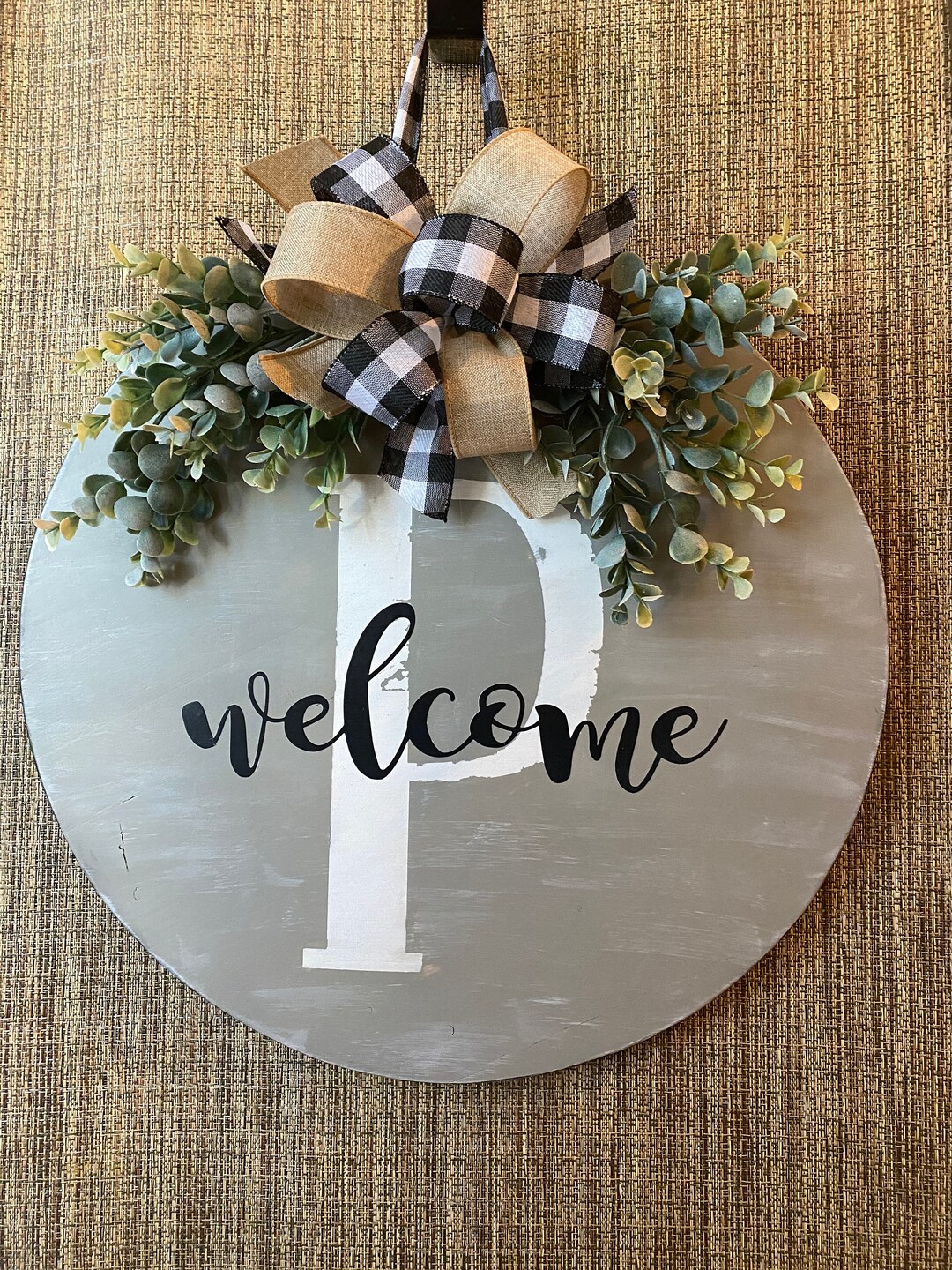 Personalized Initial Welcome Door Sign, Front Door Sign, Home Decor ...