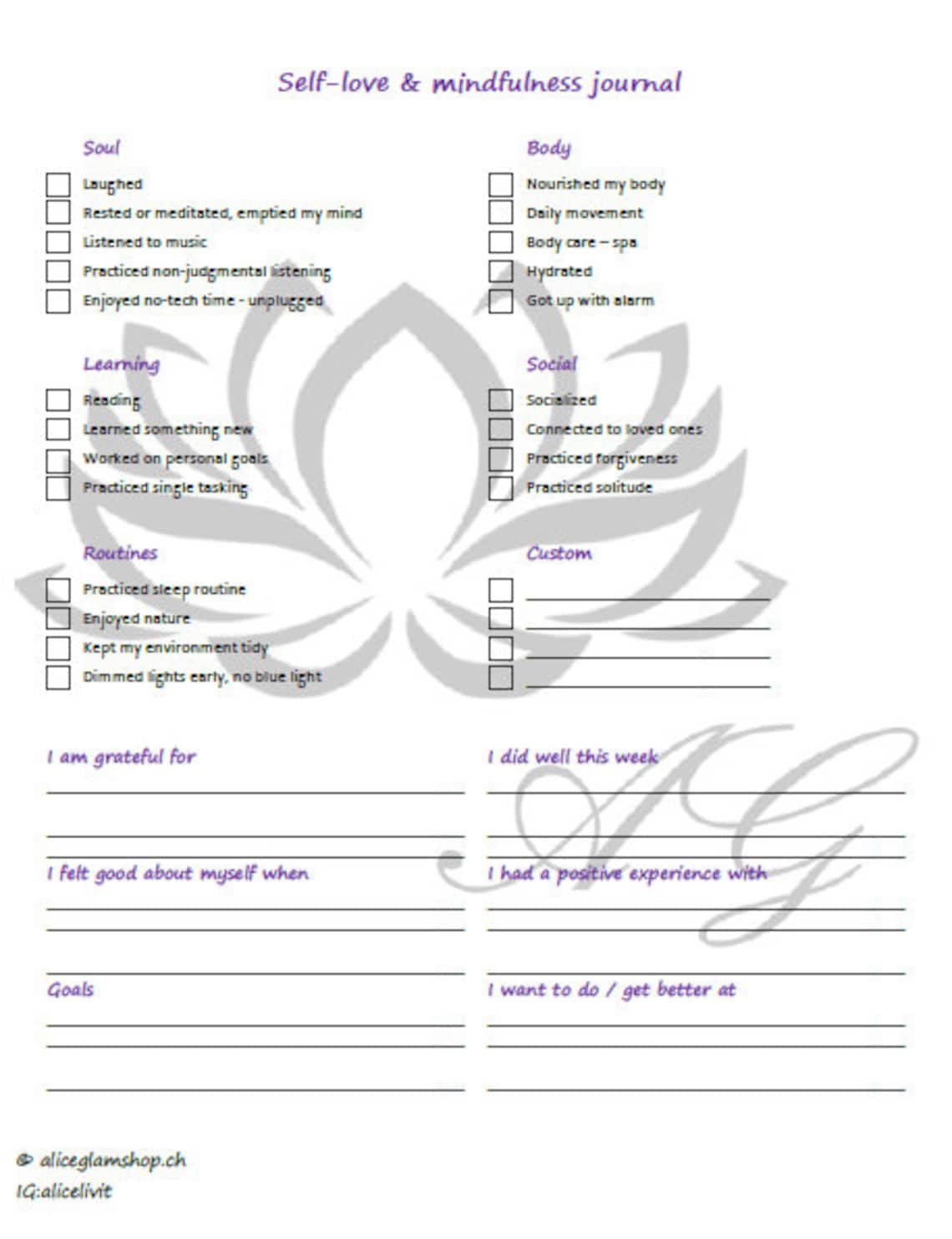 Mindfulness Journal - Printable Journal Pages, 1 Page Printable Journal ...