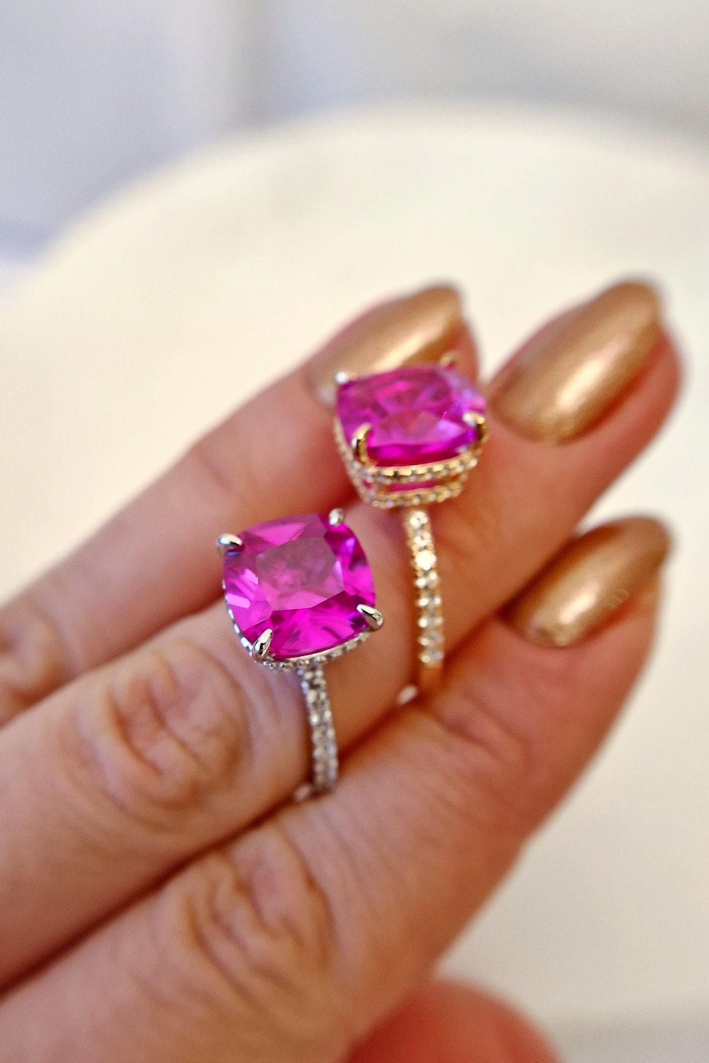 Hot Pink Sapphire Ring Rosegold Rosa Saphir Ring Rosegold - Etsy