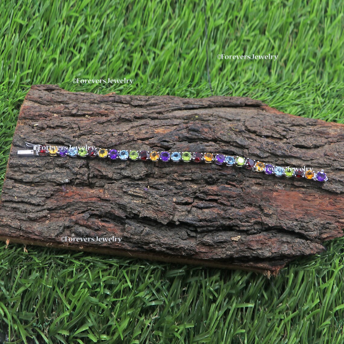 Rainbow Tennis Bracelet-blue Topaz Bracelet-925 Sterling Silver ...