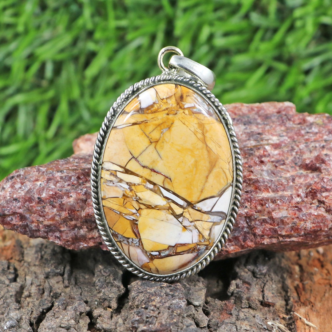 Handmade Mookaite Pendant: Oval Sterling Silver Braceted Gemstone - Etsy