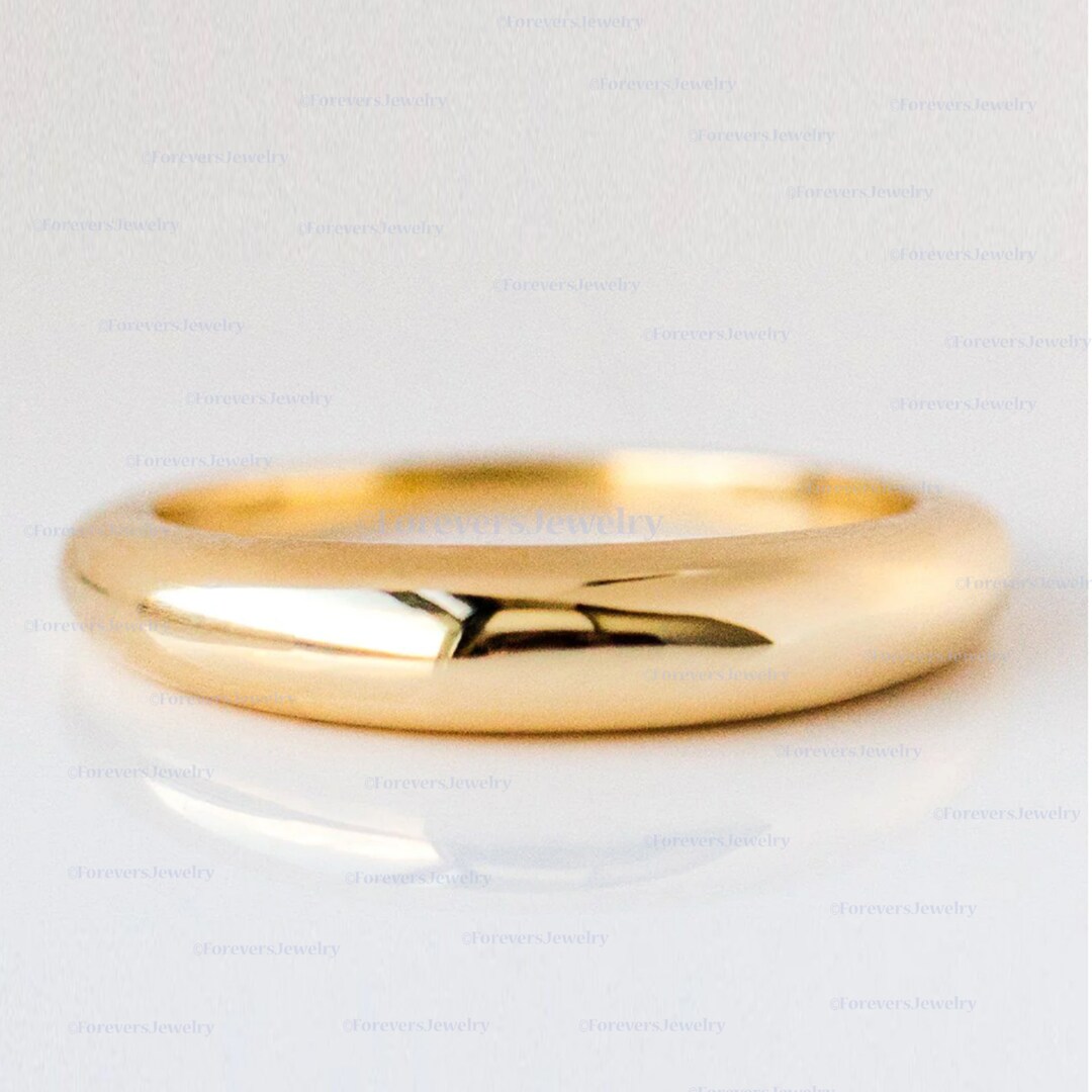 14k Solid Gold Dome Ring: Handmade Wedding Band - Etsy