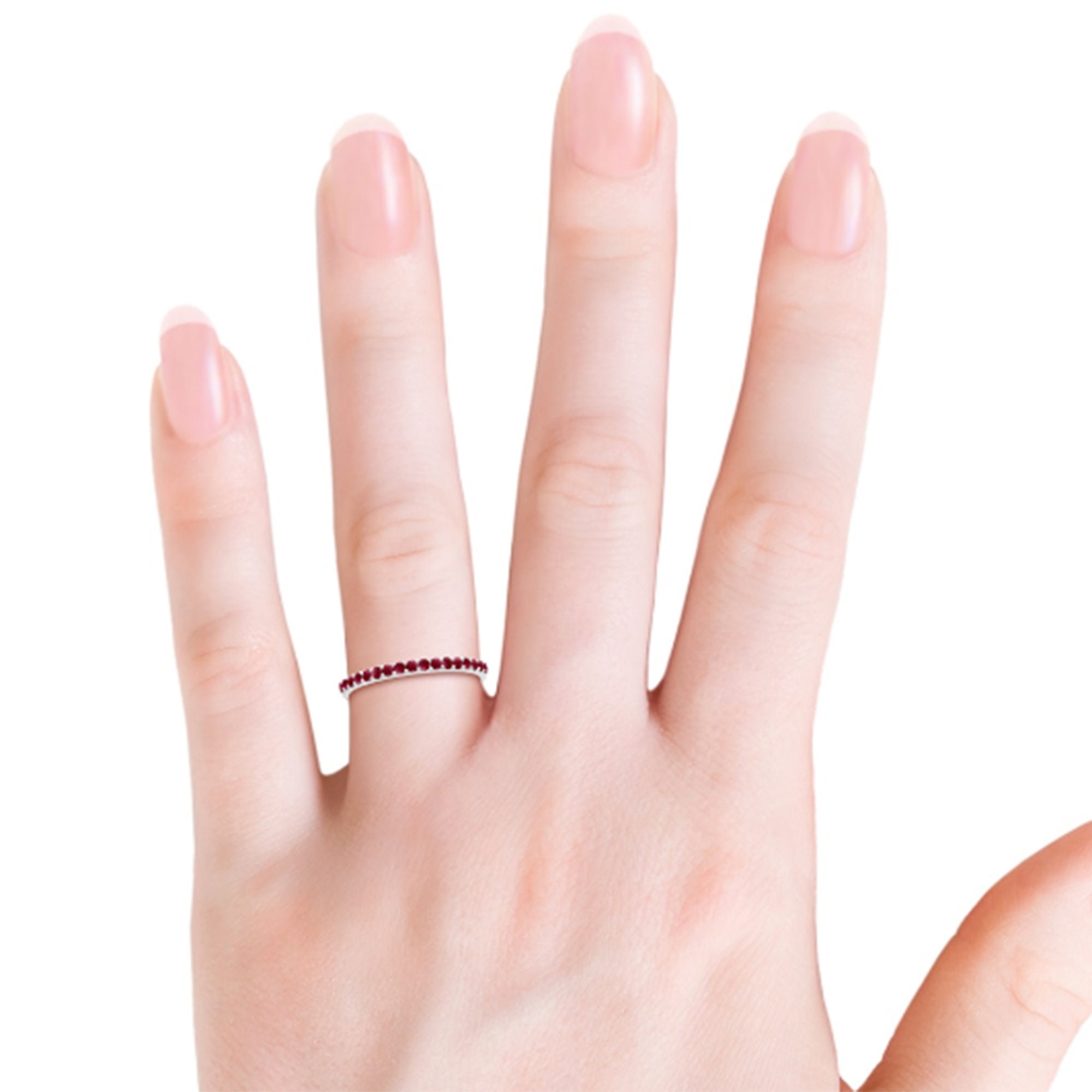 Prong Set Half Eternity Round Ruby Wedding Band-925 Sterling - Etsy