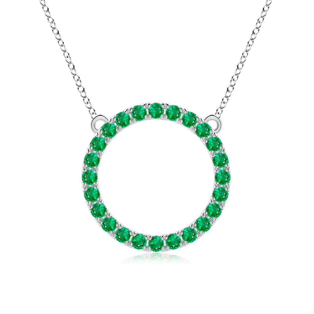 Natural Emerald Ring Emerald Open Circle Eternity Pendant 925 Sterling ...