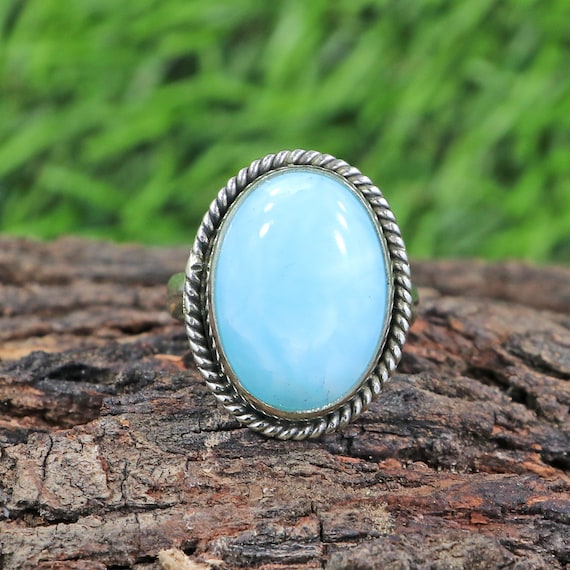Blue Opal Rings Sterling Silver