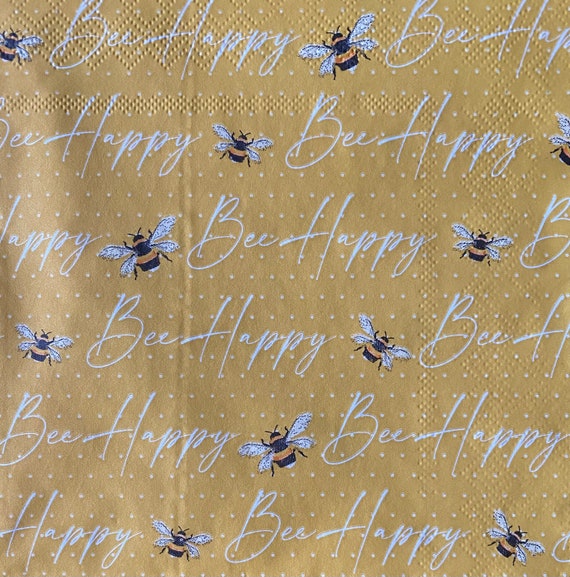 Papercraft Bee happy paper napkin for decoupage or craft supplies and ...